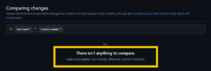 【Github】There isn't anything to compare.と表示される問題について解決します。